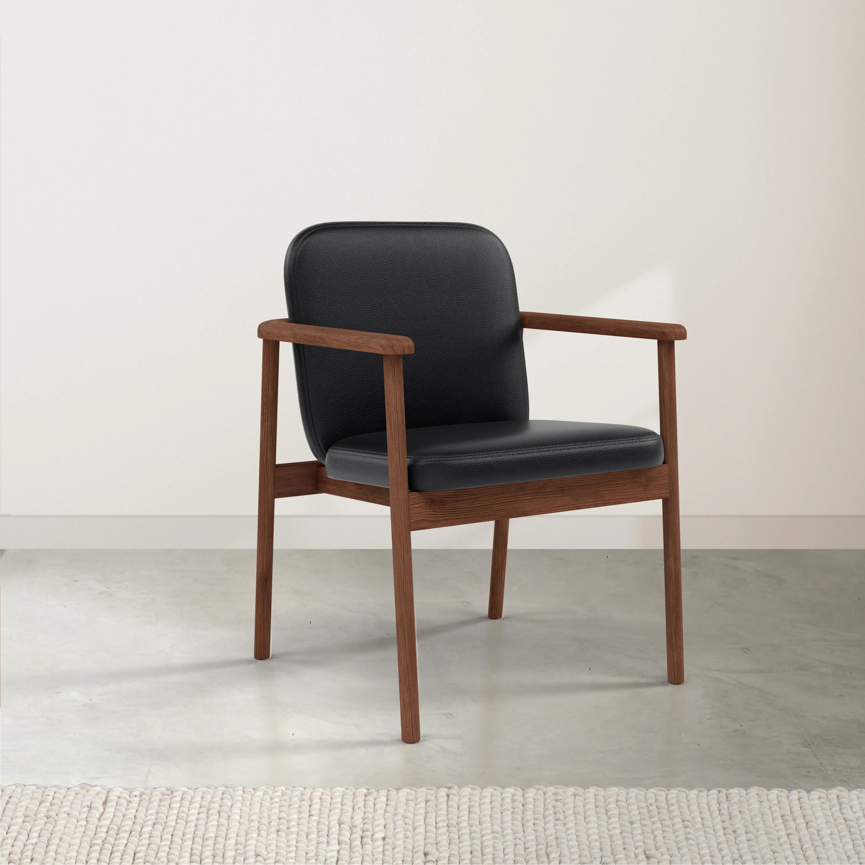Jackson Dining Chair - Solid American Walnut with Black Leather ...