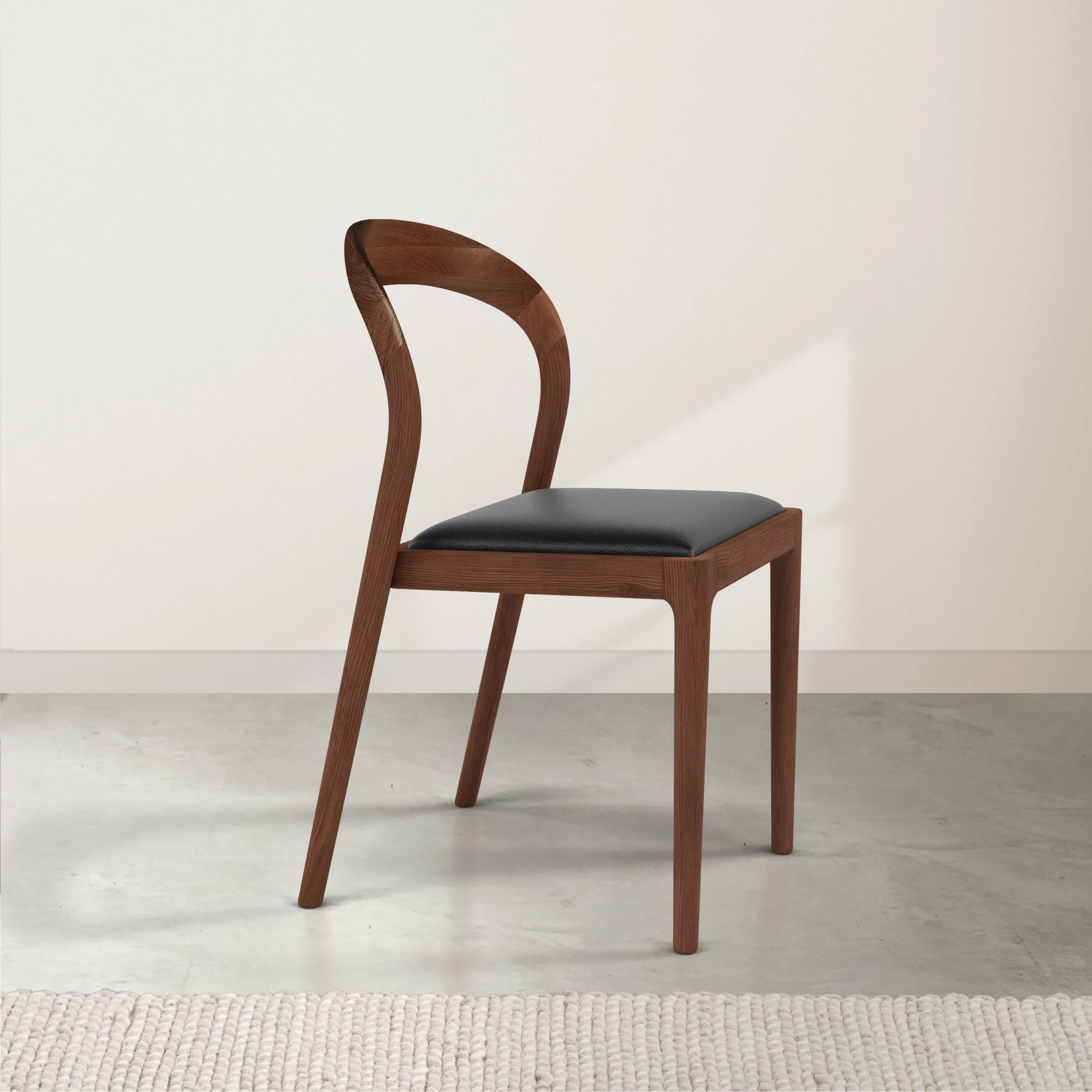 Sara Dining Chair - Solid American Walnut with Black Leather – IconByDesign